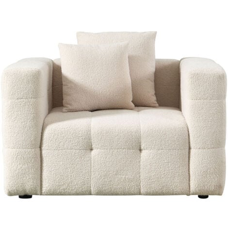 HOME DELUXE - Sillón Teddy Bouclé COMO - 132 x 92 cm beige