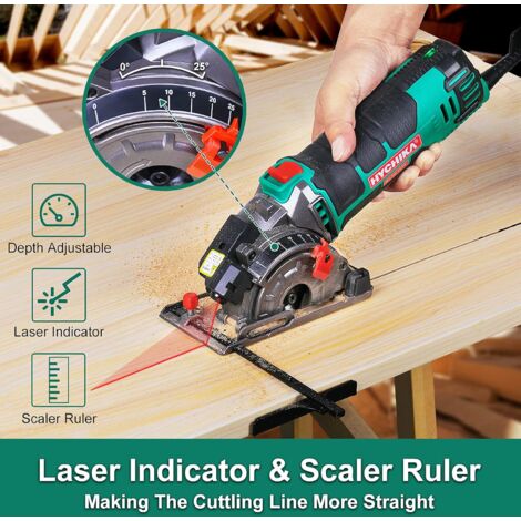 Mini Circular Saw, HYCHIKA 4500RPM Circular Saw with 3 Saw Blades ...