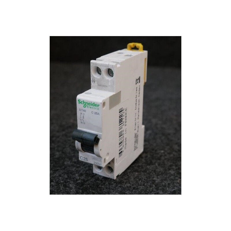 Disjoncteur 25A 1P+N courbe C 4.5kA 4kV bornes à vis pour rail DIN DT40 ProDis SCHNEIDER