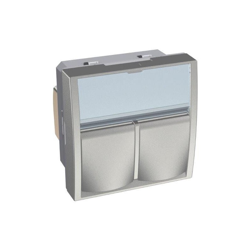 Prise reseau double RJ45 Cat6 UTP couleur aluminium 45x45mm S-one ALTIRA