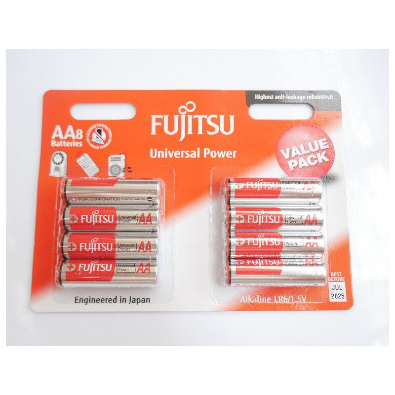 Blister de 8 piles alcaline LR06 AA 1.5V (Date 07-2025)