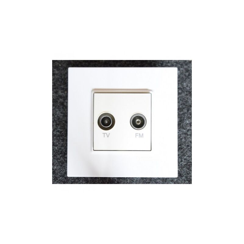 Prise TV-FM 1 entrée - 2 sorties IEC mâle + IEC femelle blanc complet ...