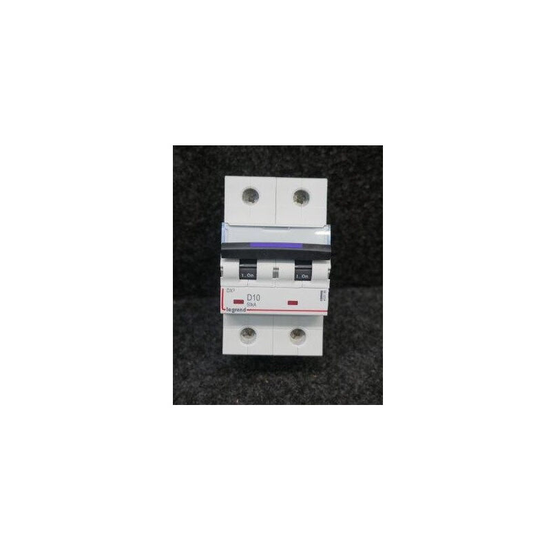Disjoncteur 10A 2P courbe D 3 modules 50kA 230-400V arrivée haute et départ bas à vis DX³ LEGRAND