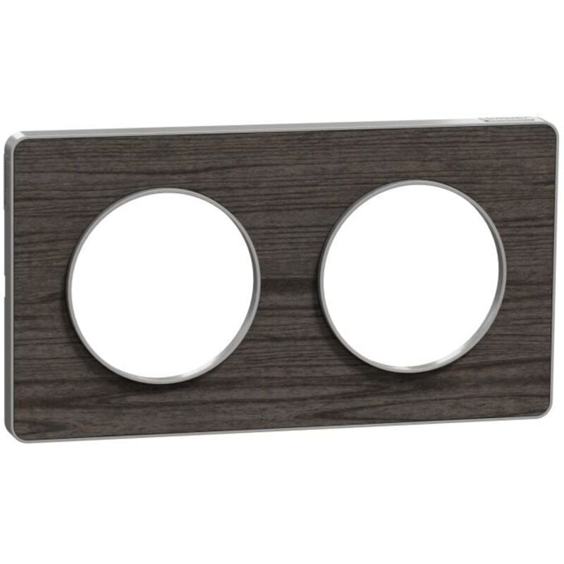 Plaque de finition 2 postes chêne astrakan liseré alu H/V entraxe 71mm ...