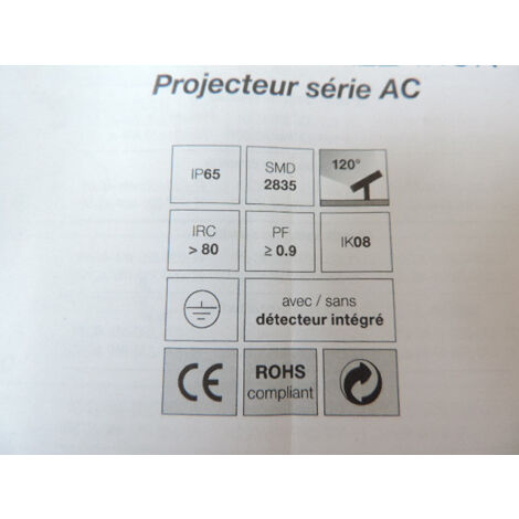 Projecteur exterieur LED 70W noir 338x294x83mm SMD blanc naturel 4000K ...