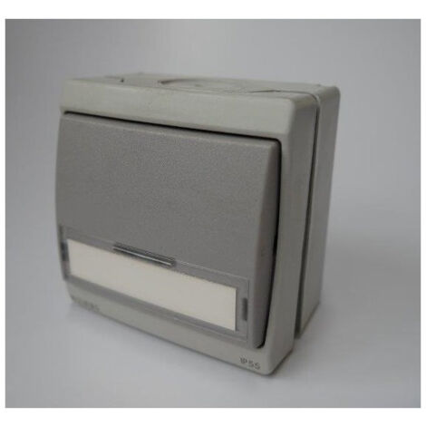 Poussoir porte-etiquette 10A 250V gris complet pose saillie etanche ...