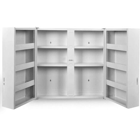 Botiquín de pared 53 x 53 cm 2 puertas con cerradura botiquín blanco ...