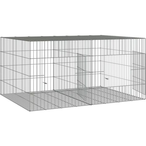 Jaula para conejos 2 paneles 110 x 79 x 54 cm Hierro galvanizado Plata 020041685