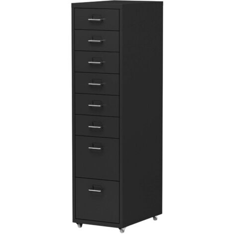 Mueble de oficina con ruedas y 8 cajones 109 x 28 x 41 cm color negro ...