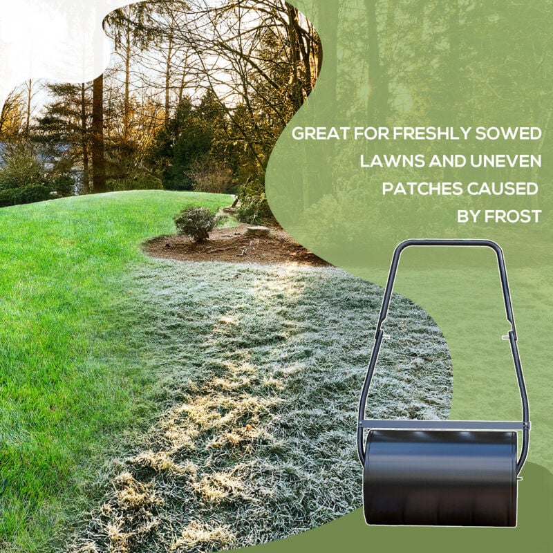DURHAND Garden Lawn Roller 38L Steel Push Grass Mower Water Sand Filled
