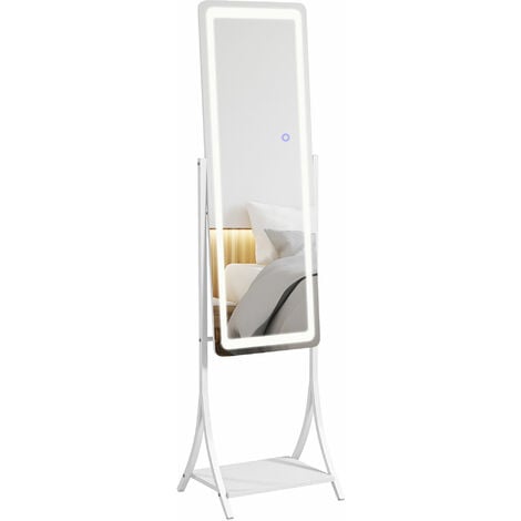 HOMCOM LED Lighted Full Length Mirror, Floor Standing Mirror with ...