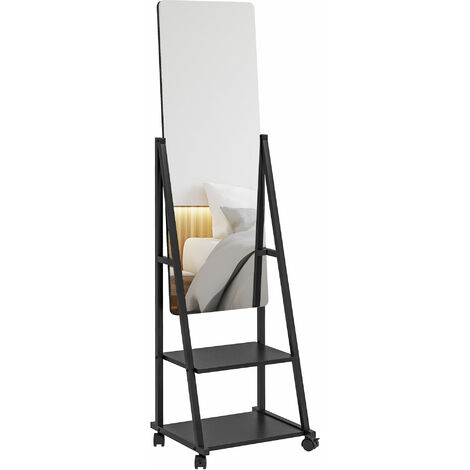 HOMCOM Movable Full Length Mirror Adjustable Full Body Mirror with 2 ...