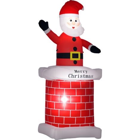 HOMCOM 7ft Christmas Inflatable Santa Claus from Chimney with LED Lights