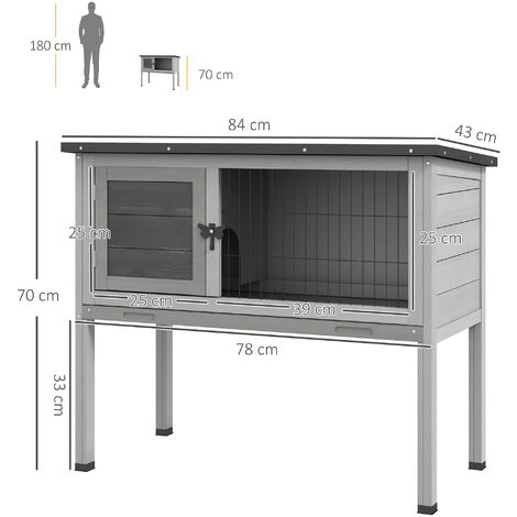 Pawhut Large Elevated Indoor Outdoor Wooden Rabbit Hutch w/ Asphalt ...