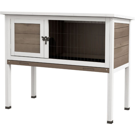 Pawhut Large Elevated Indoor Outdoor Wooden Rabbit Hutch w/ Asphalt ...