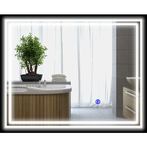 kleankin Dimmable Bathroom Mirror with LED Lights, 3 Colours, Defogging ...