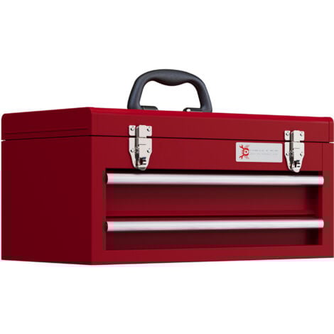 DURHAND Lockable Tool Chest with Ball Bearing Slide Drawers Red 2 Drawers