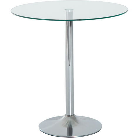 HOMCOM Round Dining Table Bistro Pub Counter w/ Tempered Glass Top for ...