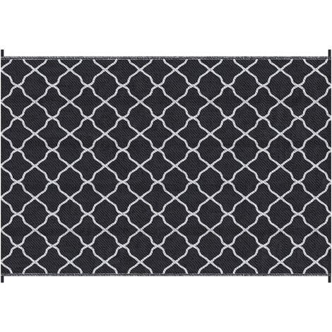 Outsunny Reversible Waterproof Outdoor Rug W/ Carry Bag, 182 x 274 cm Black