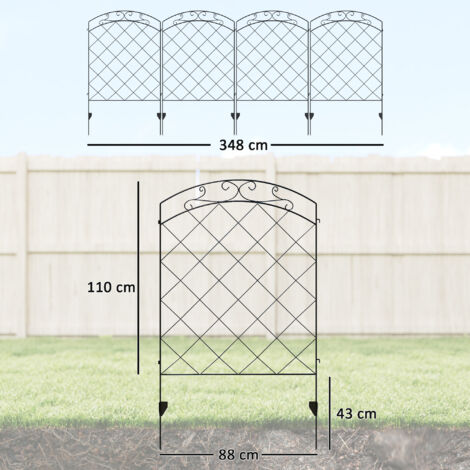 Outsunny 4PCs Decorative Garden Fencing 43in x 11.4ft Steel Border ...