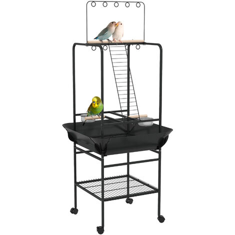 PawHut Bird Table with Wheels, for Indoor, Outdoor, Small Parrot - Dark ...