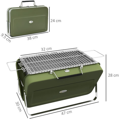 Outsunny Portable BBQ Grill with Suitcase Design for Camping Picnic ...