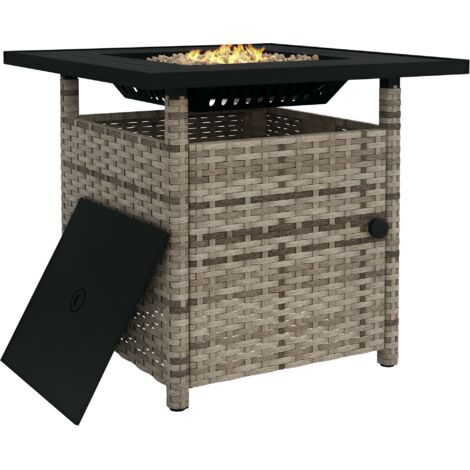 Outsunny 50,000 BTU Rattan Fire Pits for Garden, Propane Fire Pit Table ...