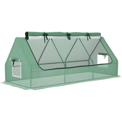 Outsunny Portable Small Polytunnel with Mesh Windows, 240x90x90cm