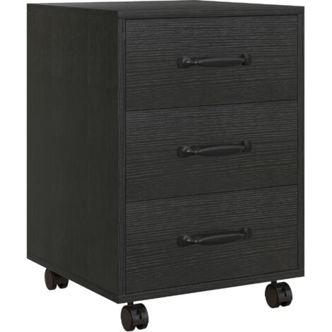 HOMCOM File Cabinet with 3 Drawers, Under Desk Mobile Filing Cabinet Black