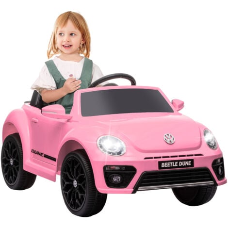 AIYAPLAY Volkswagen Beetle Licensed 12V Ride on Car w/ Remote Control, Pink
