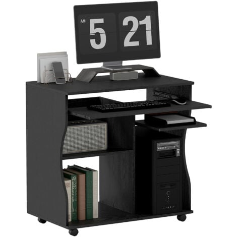 HOMCOM Computer Table Study Desk with Sliding Keyboard Tray, Black