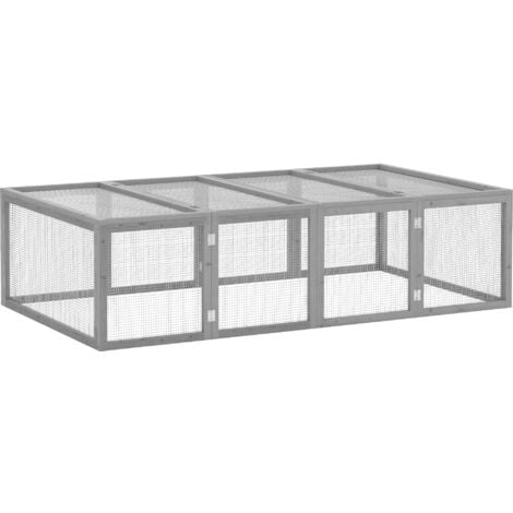 PawHut Rabbit Hutch Cage, Wooden Outdoor Run with Openable Roof, Grey