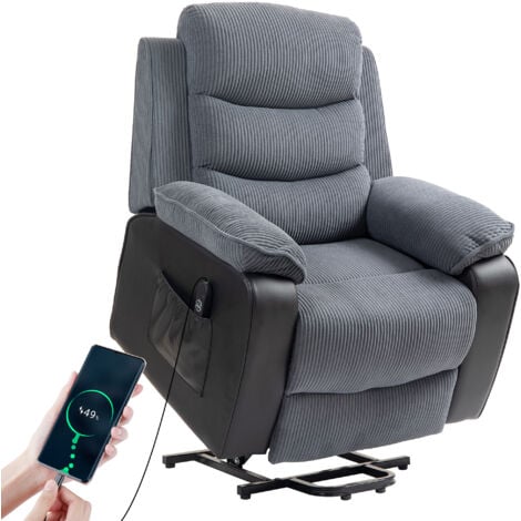 HOMCOM Power Lift Riser and Recliner Chair with Remote Control, Dark Grey