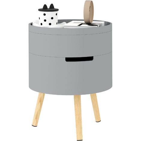 HOMCOM Side Coffee Table End Desk Night Stand w/ Detachable Tray, Grey