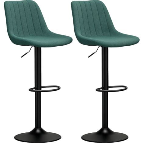 HOMCOM Bar Stools Set of 2 Adjustable Swivel Bar Chairs with Backrest Green