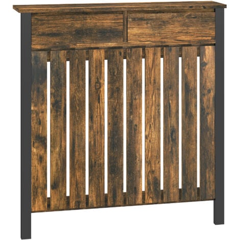 HOMCOM Small Radiator Cover with Drawer and Vertical Slats 88.5 x 19 x 93cm