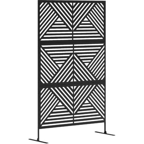 Outsunny Decorative Outdoor Divider Privacy Panel with Stand, Rhombus Black