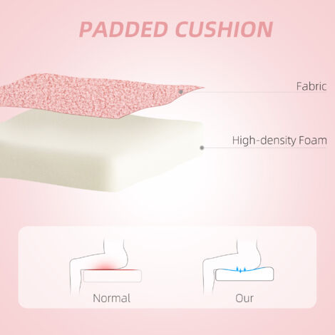 HOMCOM Armless Heart Desk Chair, Makeup Vanity Chair for Home, Pink