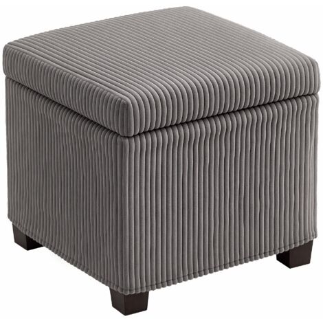 HOMCOM 40 cm Ottoman Storage Box with Removable Lid, Foot Rest, Grey