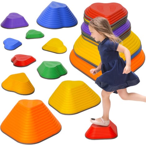 AIYAPLAY 11-Piece Kids Stepping Stones, Non-Slip Stackable Balance Stones