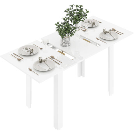 HOMCOM Extendable Dining Table, Seats 4-6 People, High Gloss White