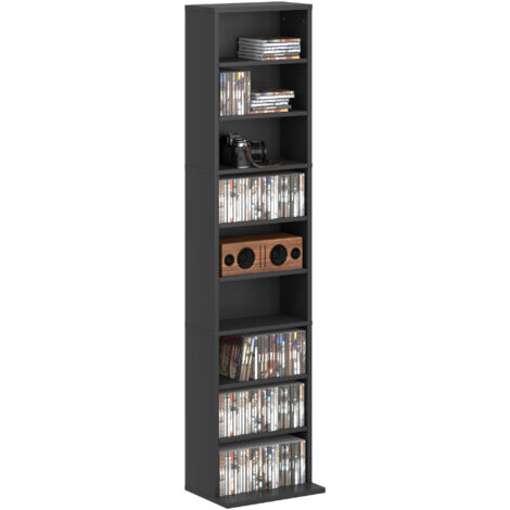 HOMCOM 260 CD Storage Unit 120 DVD Storage Tower with 9 Compartments Black