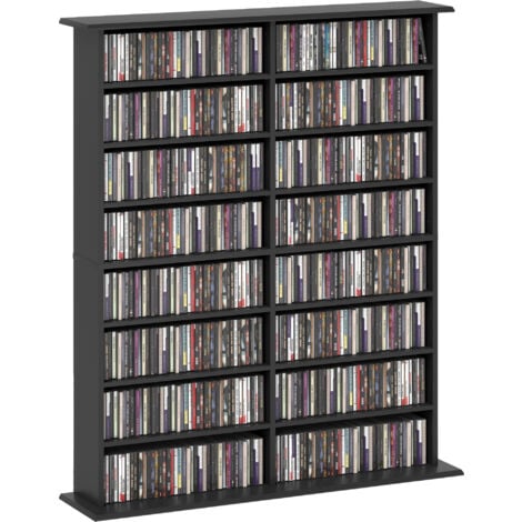 HOMCOM CD Storage Unit DVD Tower Blu-ray Storage Shelf for Office, Black