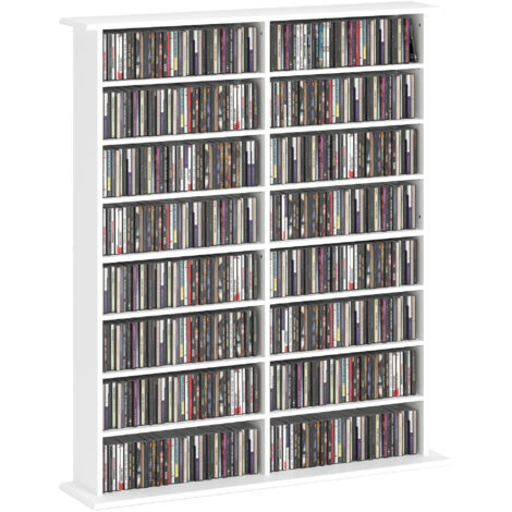 HOMCOM CD Storage Unit DVD Tower Blu-ray Storage Shelf for Office, White