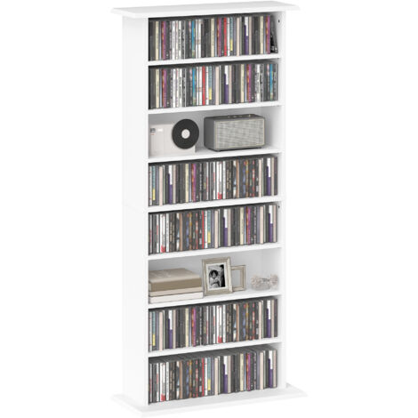 HOMCOM CD Storage Unit DVD Tower Blu-ray Storage Shelf for Living Room ...