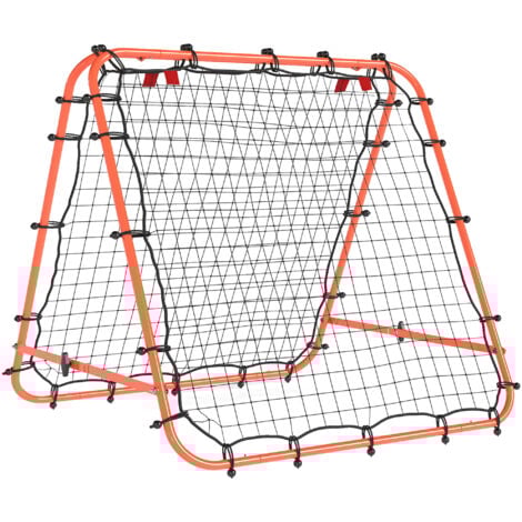 HOMCOM Rebounder Net Football Target Goal with Adjustable Angles, Orange