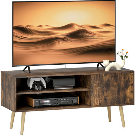 HOMCOM TV Unit Cabinet for TVs up to 55Inches with Cable Management, Brown