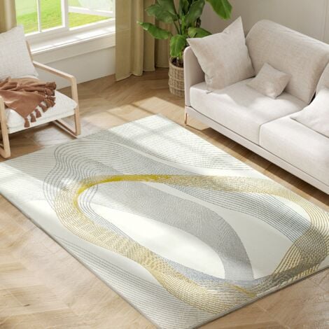 HOMCOM Machine Washable Area Rug, Allergy-Friendly Floor Carpet, Cream ...