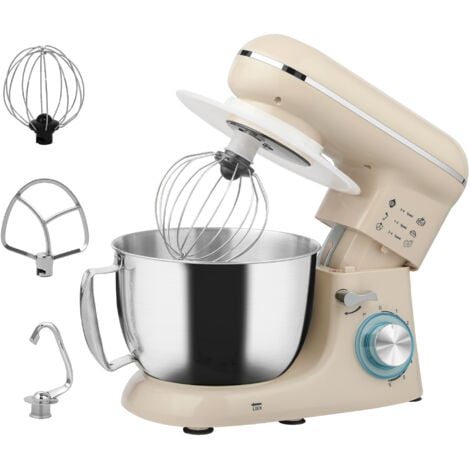 HOMCOM Electric Stand Mixer, 4.5L Food Mixer with Dough Hook, Whisk, Beige