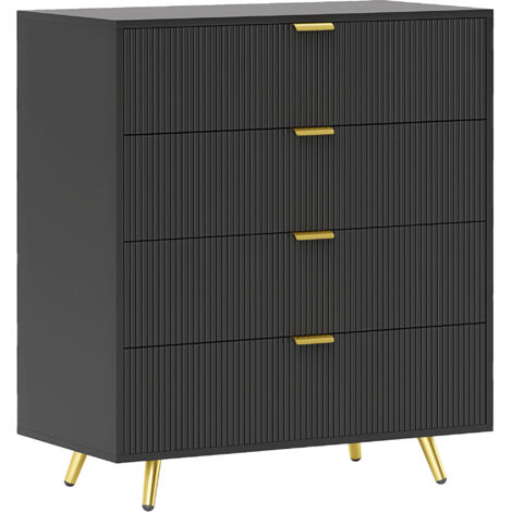 HOMCOM Chest of Drawers with 4 Drawers for Bedroom, Living Room, Black